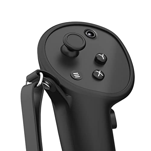 balikha 2Pcs Controller Protective Cover Anti Shock Soft Silicone with Adjustable Hand Strap Anti Slip Handle Protector Case for, Black