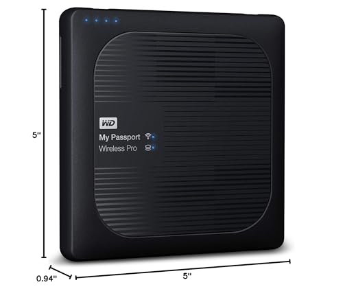 WD 4TB My Passport Wireless Pro Portable External Hard Drive, Wifi USB 3.0 - WDBSMT0040BBK-NESN