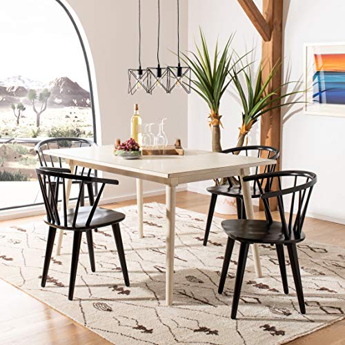 Safavieh Home Collection Blanchard Black Curved Spindle Side Chair, Wood, (Set of 2)