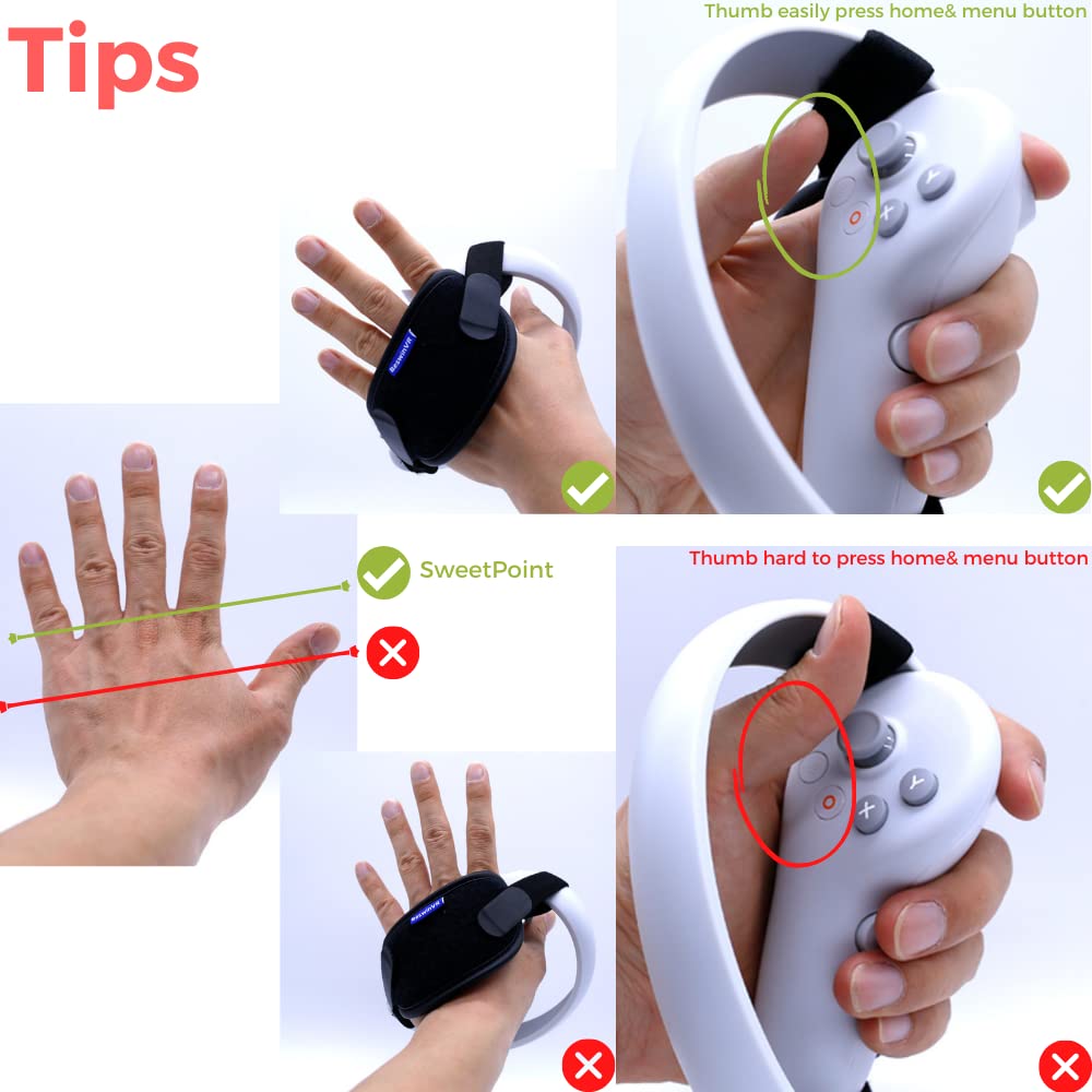 BeswinVR G2- Controller Grips Knuckle Strap for PICO 4 Controller, VR Accessories (Black, 1 Pair)