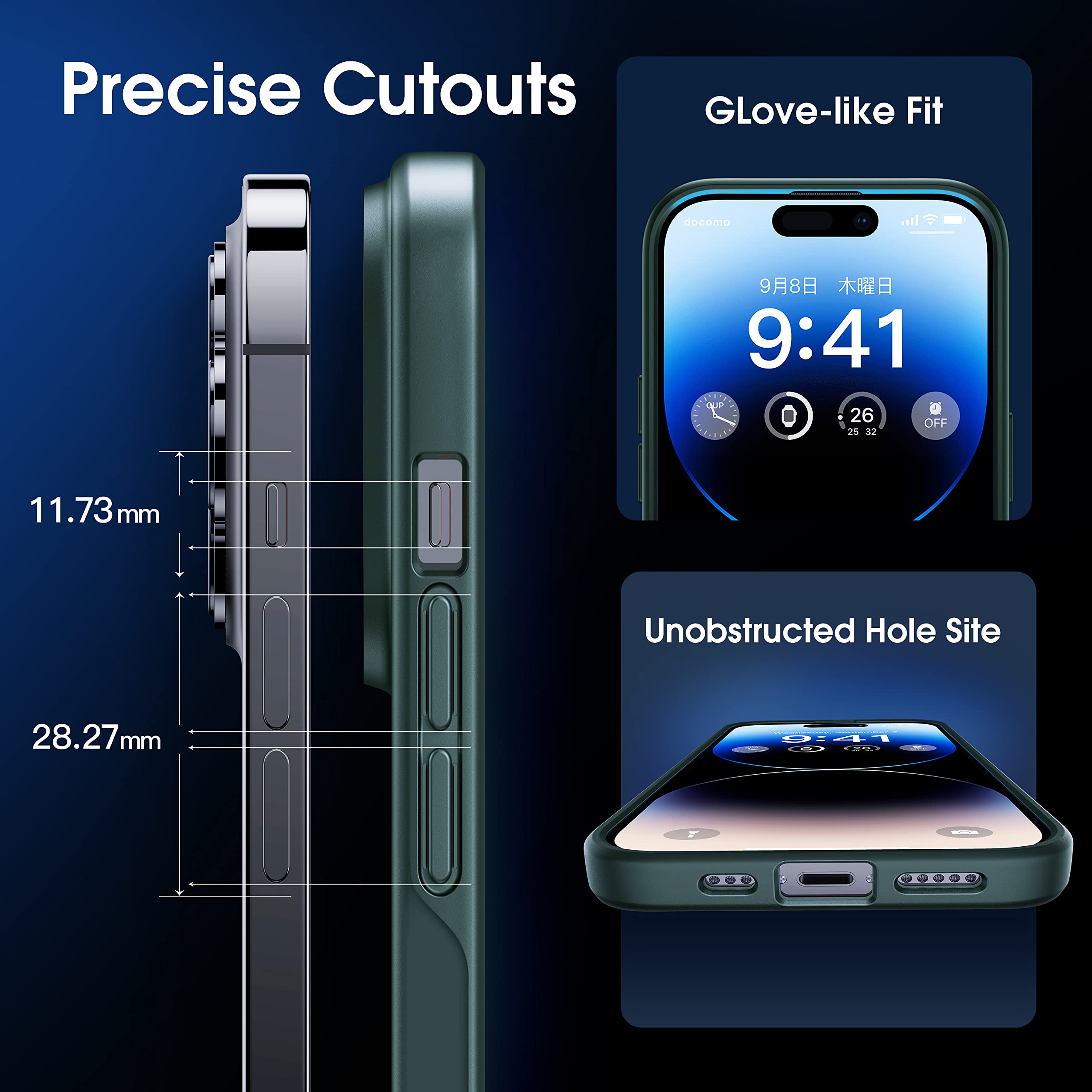 CASEKOO for iPhone 14 Pro Case Matte Shockproof, [Never Yellow] [10FT Mil-Grade Drop Protection] Translucent Slim Cover Women Men 14 Pro iPhone Case, Frosted Green