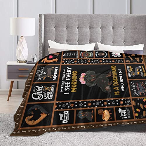 Dachshund Blanket Dachshund Dog Throw Blanket Super Soft Flannel Cozy Cute Cartoon Pet Blankets Warm Lightweight Plush Fleece Blankets for Sofa Couch Bed Gift for Kids Adults 50"x40"