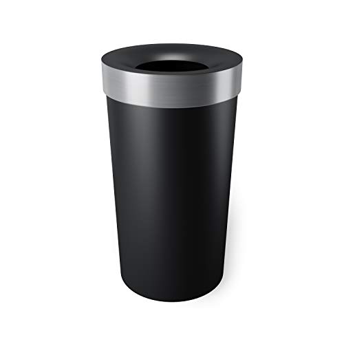 Commercial Zone-73290199 PolyTec 42 Gallon Square Waste Container, Black & Umbra Vento Open Top 16.5-Gallon Kitchen Trash Large, Garbage Can for Indoor, Outdoor or Commercial Use, Black/Nickel
