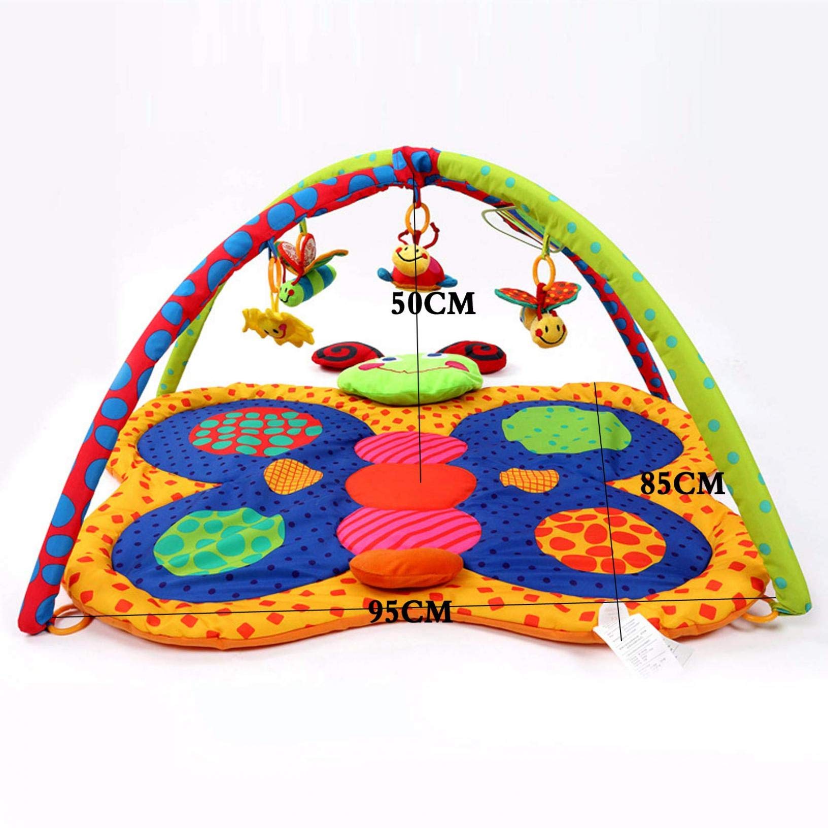 KUANDARM Baby Butterfly Pattern Play Mat with 8 Different Pendant Toys Infants Gym Activity Centre Fitness Frame for 1-18 Month