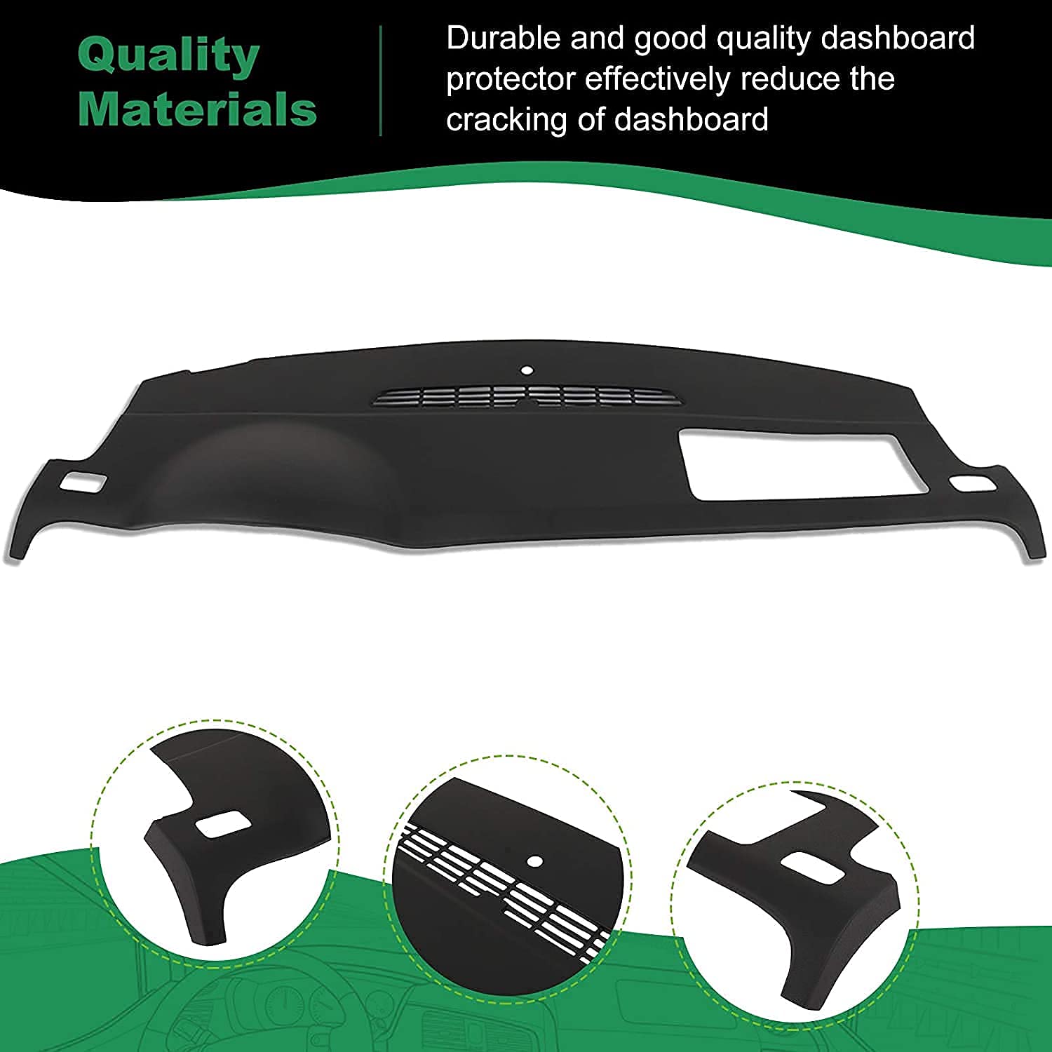 MIKAAUTO MIKA Dash Board Cover Cap Overlay Compatible with Chevy 07 14 Tahoe Silverado LTZ Sierra SLT Tahoe Avalanche Suburban Yukon Denali XL Molded wo Dash Speaker Matte Black