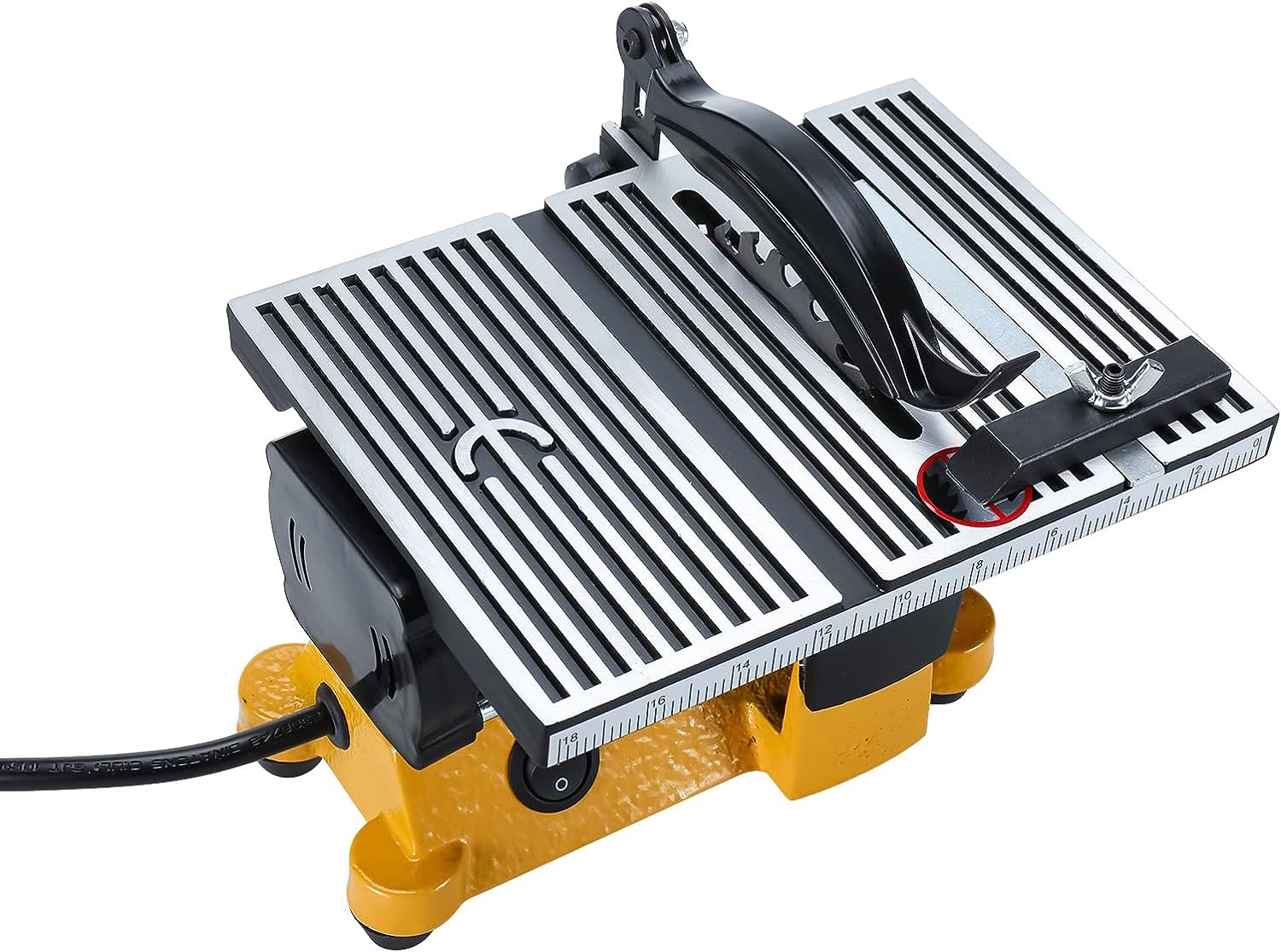 Yaegoo 4" Mini Table Saw, 60W 110V Portable Miter Saw Hobby Table Saw Bench Electric Cutting Machine for DIY Handmade Woodworking Crafts, 3 Blades