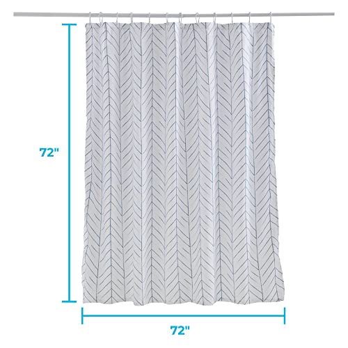 Linenspa Blue Herringbone Shower Curtain –Water Resistant, Wrinkle Resistant, Machine Washable, Polyester Shower Curtain - Dorm Room Essentials 72 x 72