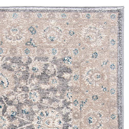 SAFAVIEH Sofia Collection Area Rug - 8' x 10', Light Grey & Beige, Vintage Oriental Distressed Design, Non-Shedding & Easy Care, Ideal for High Traffic Areas in Living Room, Bedroom (SOF330B)