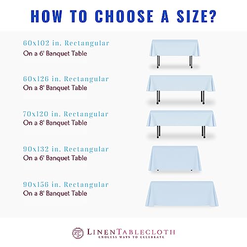 LinenTablecloth 90 x 132-Inch Rectangular Polyester Tablecloth with Rounded Corners, White