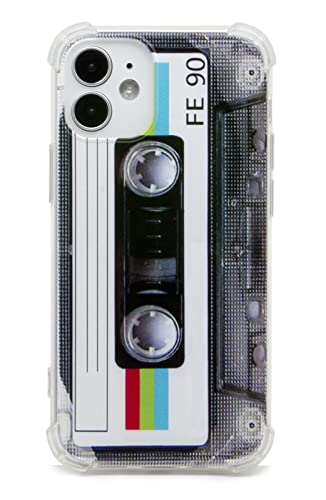 FAteamll Case for iPhone 12 Mini, Matte Finish Heavy Duty Soft Back Cover with Reinforced Corners TPU Soft Bumper Retro Cassette Tape Case Compatible with iPhone 12 Mini 5.4 Inch 2020 Released