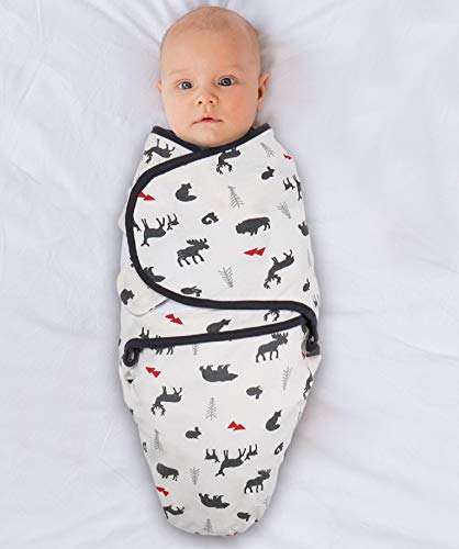 The Peanutshell Baby Swaddle Blankets for Boys or Girls, Woodland Animals & Buffalo Plaid, 3 Pack Wrap Set, 2 Sizes (Small/Medium)