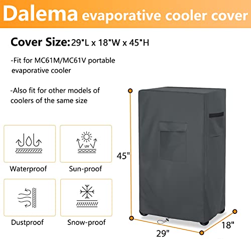 Dalema Evaporative Cooler Cover for MC61M/MC61V Evaporative Cooler,Heavy Duty Waterproof Evaporative Air Cooler Cover,29"L x 18"W x 45"H Swamp Evaporative Cooler Cover,Grey.