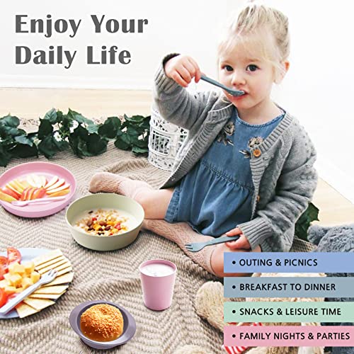 HM-tech 6pcs Bamboo Kids Cups for Baby feeding, Toddler cups for Drinking,Tableware for Baby Toddler Kids Bamboo Kids Dinnerware sets