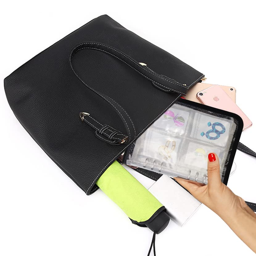 LingLingo Earring Organizer Case Travel Jewelry Organizer Transparent Jewelry Storage Book for Necklace Bracelet Ring Holder with Small Clear Zippered Pouch
