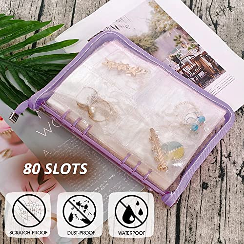 LingLingo Earring Organizer Case Travel Jewelry Organizer Transparent Jewelry Storage Book for Necklace Bracelet Ring Holder with Small Clear Zippered Pouch