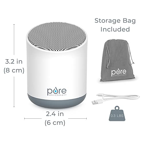 Pure Enrichment® Wave™ Mini Travel Sound Machine - 6 Soothing Sounds Including White Noise, Seamless Loop Audio, Rechargeable Battery, 48 Hour Run Time, Optional Timer, and Storage Bag