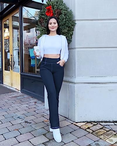 G4Free Bootcut Yoga Casual Pants for Women with Pockets Flare Jeans Jeggings Lounge Pants (Navy,M)