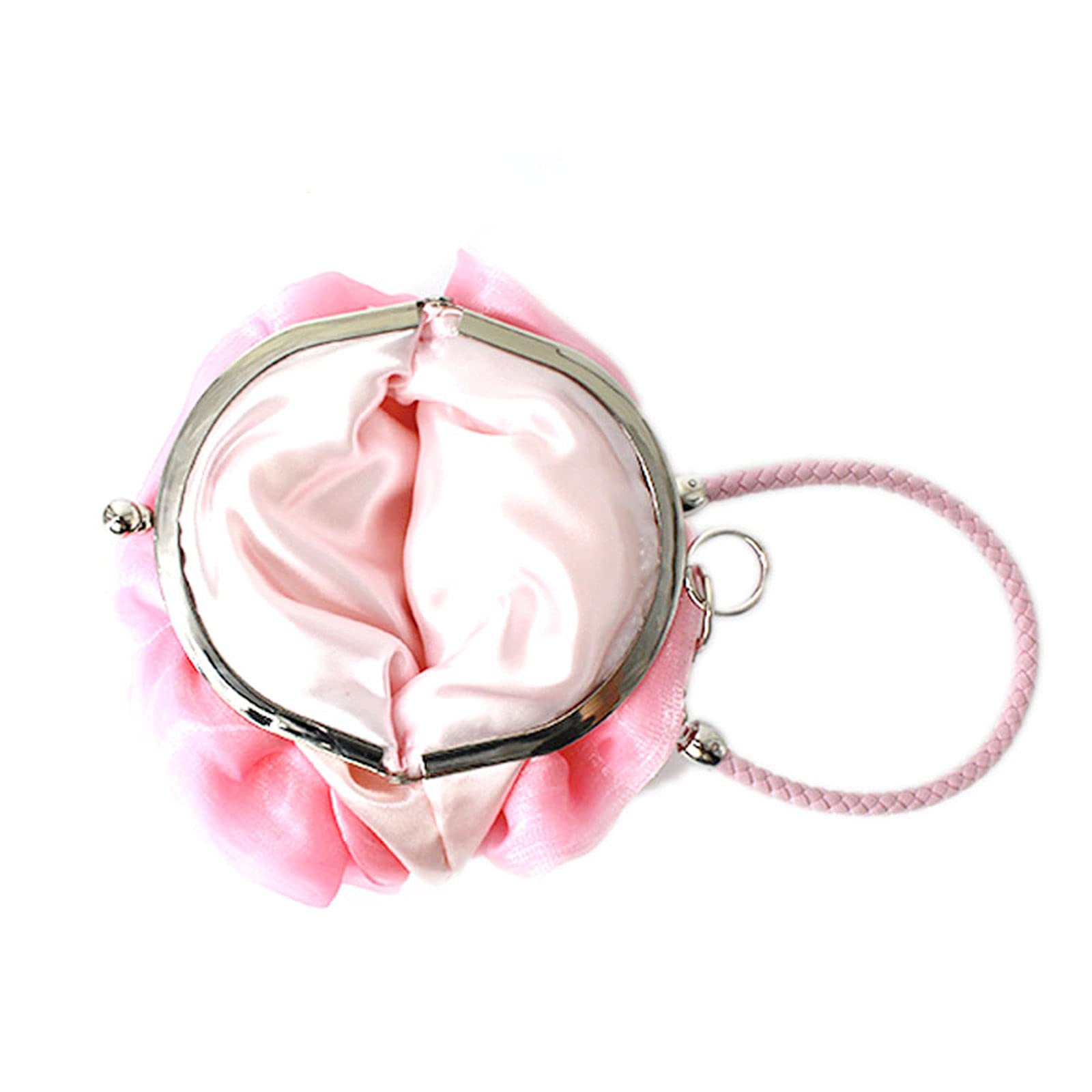 Mily Womens Satin Evening Bag Flower Shaped Wristlet (A-Pink)