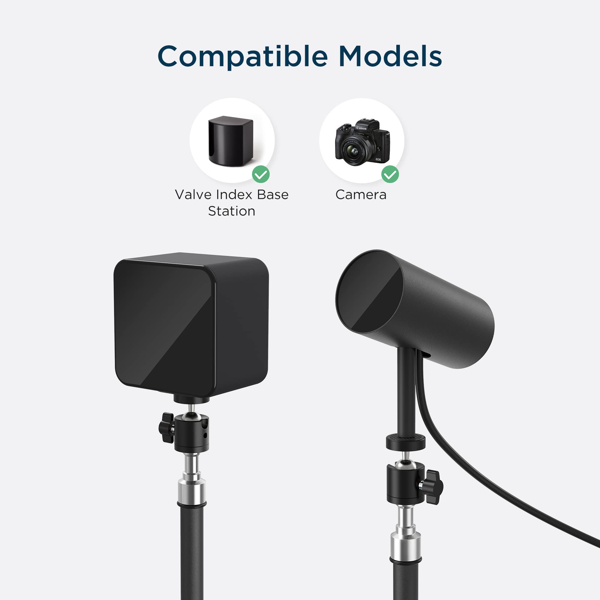 KIWI design VR Tripod Stand for Base Station HTC Vive/Valve Index/Rift Sensor Stand Aluminum Alloy VR Base Station Stand Accessories with Articulating Ball Heads(2 Pack, Base Station Not Included)