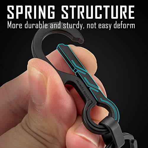 KeyUnity KM01 Titanium EDC Keychain Clip with Bottle Opener, Quick Release Carabiner Key Ring Holder for Men (PVD Black)