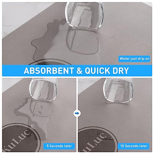 KuLuc Coffee Mat, Coffee Bar Mat, Dish Drying Mat for Kitchen Counter Decor Coffee Station Coffee Bar Accessories under Coffee Maker Coffee Station Organizer Coffee Espresso Accessories Light Gray