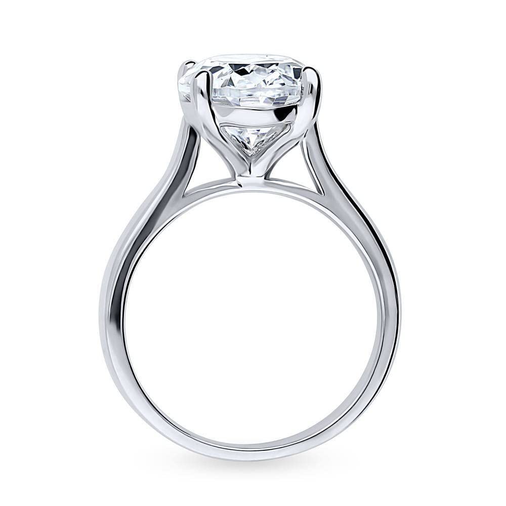 BERRICLE Sterling Silver Solitaire Wedding Engagement Rings 5.5 Carat Oval Cut Cubic Zirconia CZ Statement Cocktail Ring for Women, Rhodium Plated Size 5