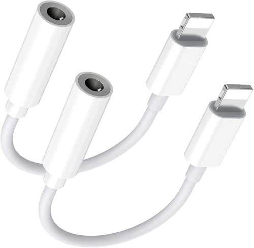 Lightning to 3.5 mm Headphone Jack Adapter, [Apple MFi Certified] 2 Pack iPhone 3.5mm Headphones/Earphones Jack Aux Audio Dongle Adapter Compatible with iPhone 13 12 11 XS XR X 8 7 SE [Not for Call]