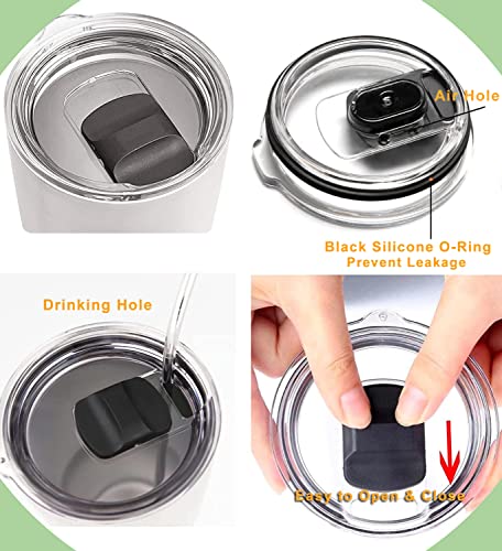 Maiwj 2 Pack Magnetic Tumbler Lids, 20 oz Replacement Lids for YETI Rambler, Ozark Trail, Old Style Rtic, Tumbler Lids Magnetic Slider Switch Spill Proof Tumbler Cover (20oz)
