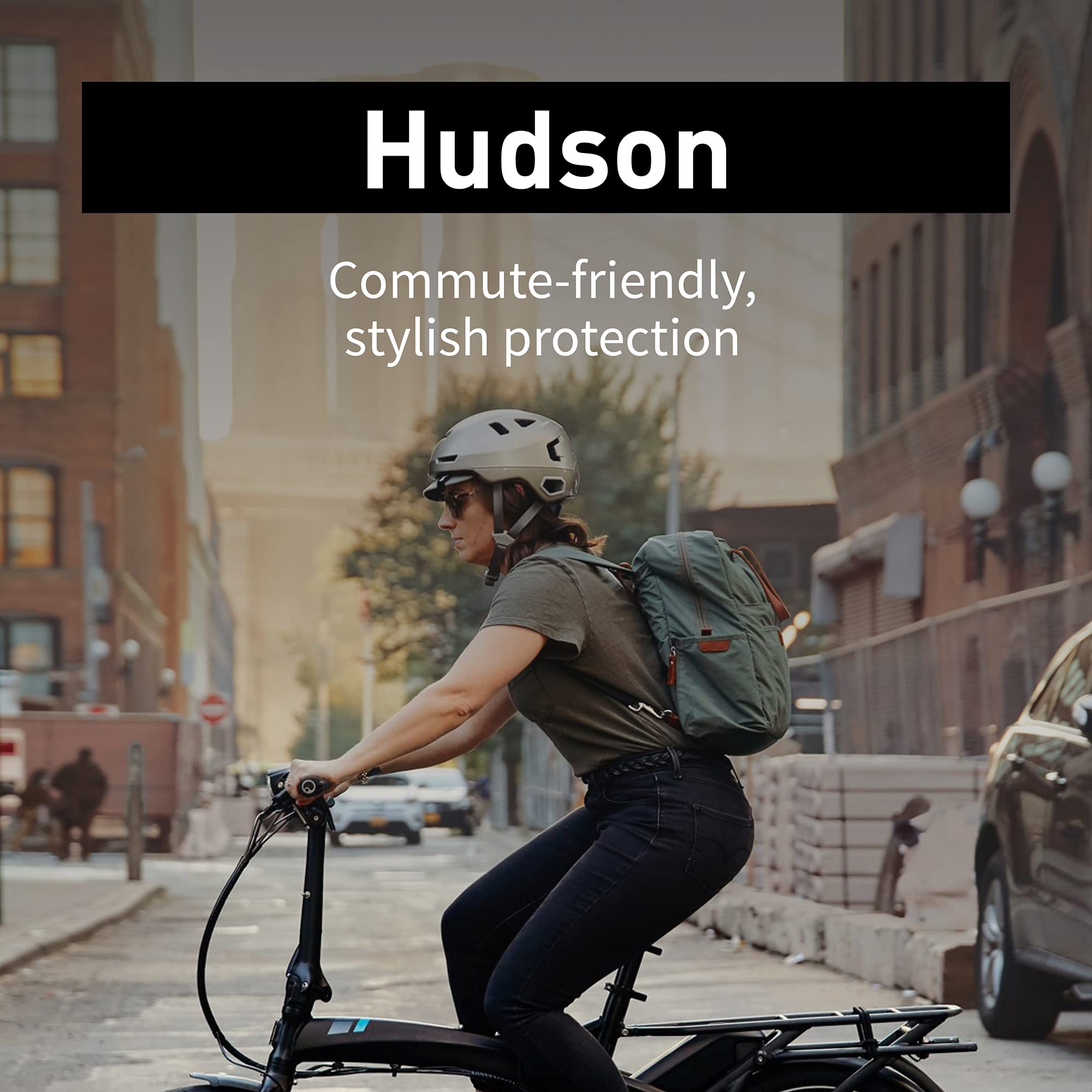 Bern Hudson Commuter Bike Helmet with MIPS, Rated for E-Bike, Integrated LED Rear Light and U-Lock Compatibility, MIPS Satin White, Large