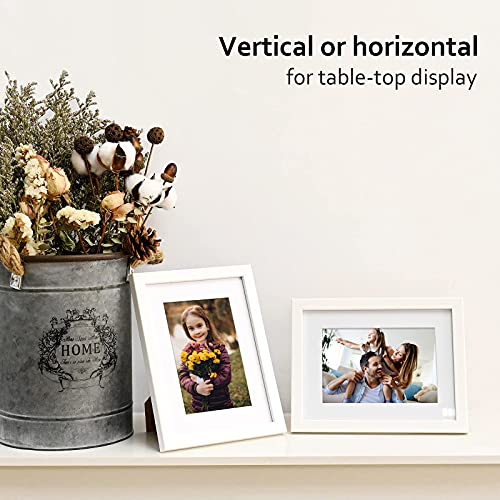 KINLINK 6x8 Picture Frames White, Photo Frames with Real Glass for Picture 4x6 with Mat or 6x8 without Mat, Composite Wood Picture Frames for Table Top and Wall Mounting, Set of 4