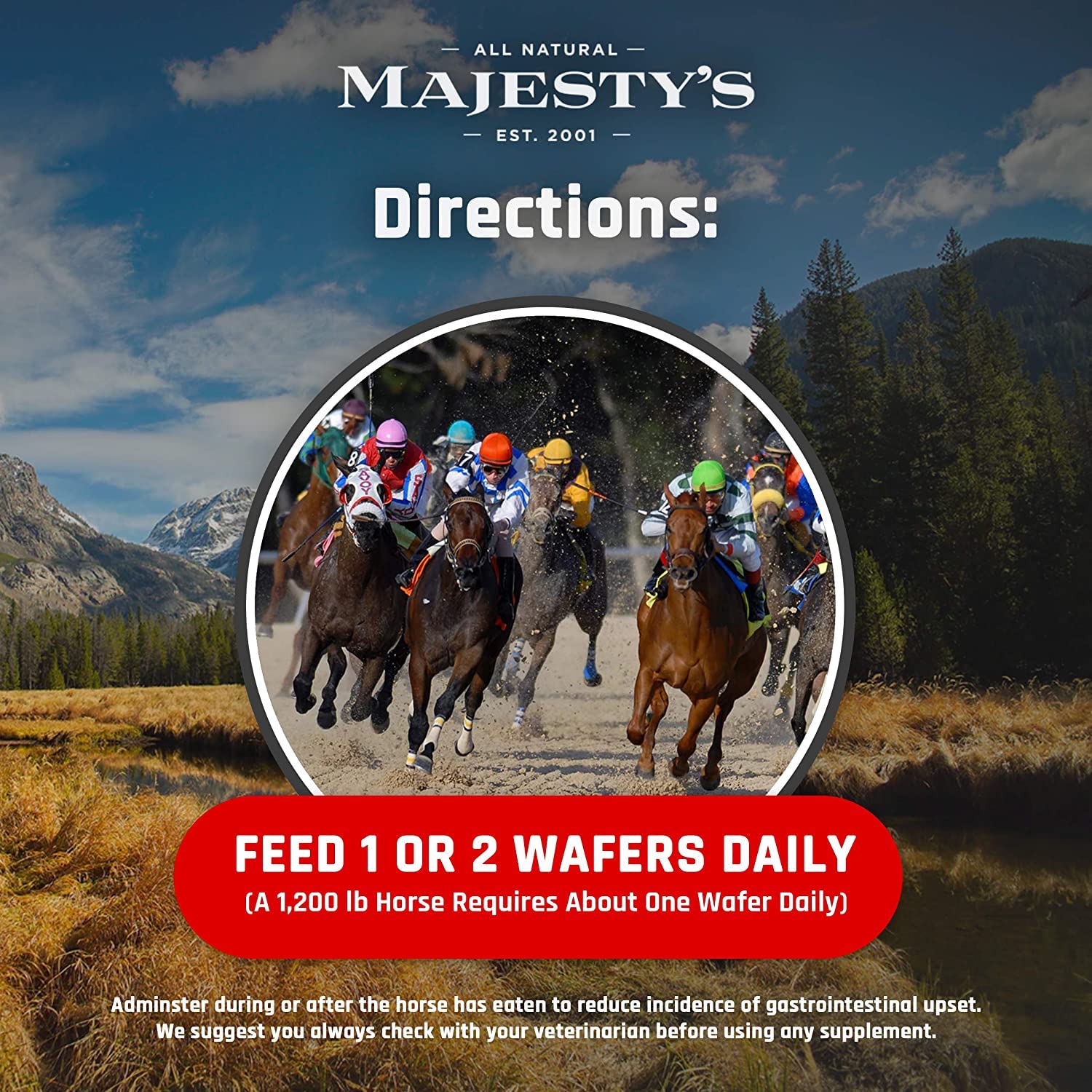 Majesty's Flex Wafers - Superior Horse / Equine Joint Support Supplement - Glucosamine, MSM, Chondroitin, Yucca, Vitamin C - 60 Count (2 Month Supply)