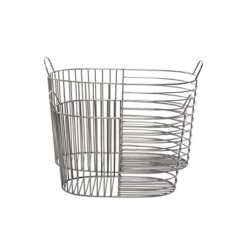 CosmoLiving by Cosmopolitan Metal Round Storage Basket with Handles, Set of 2 21", 17"W, Dark Gray