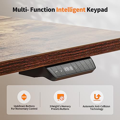 BANTI 48'' Electric Standing Desk,Adjustable Height Stand Up Desk,Sit Stand Home Office Desk, Rustic Brown Top