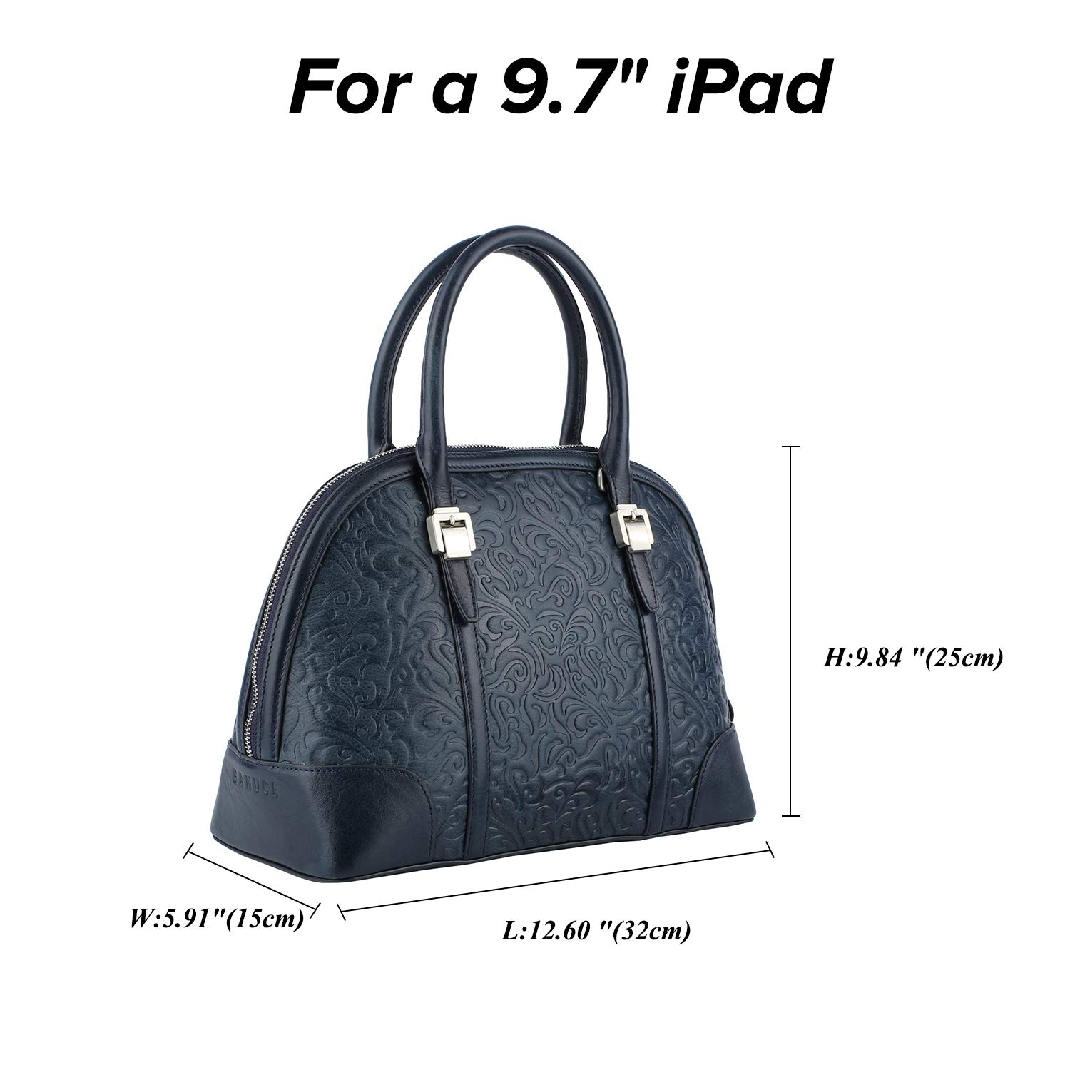 Banuce Blue Embossed Pattern Leather Handbags for Women Purse Shoulder Tote Bag