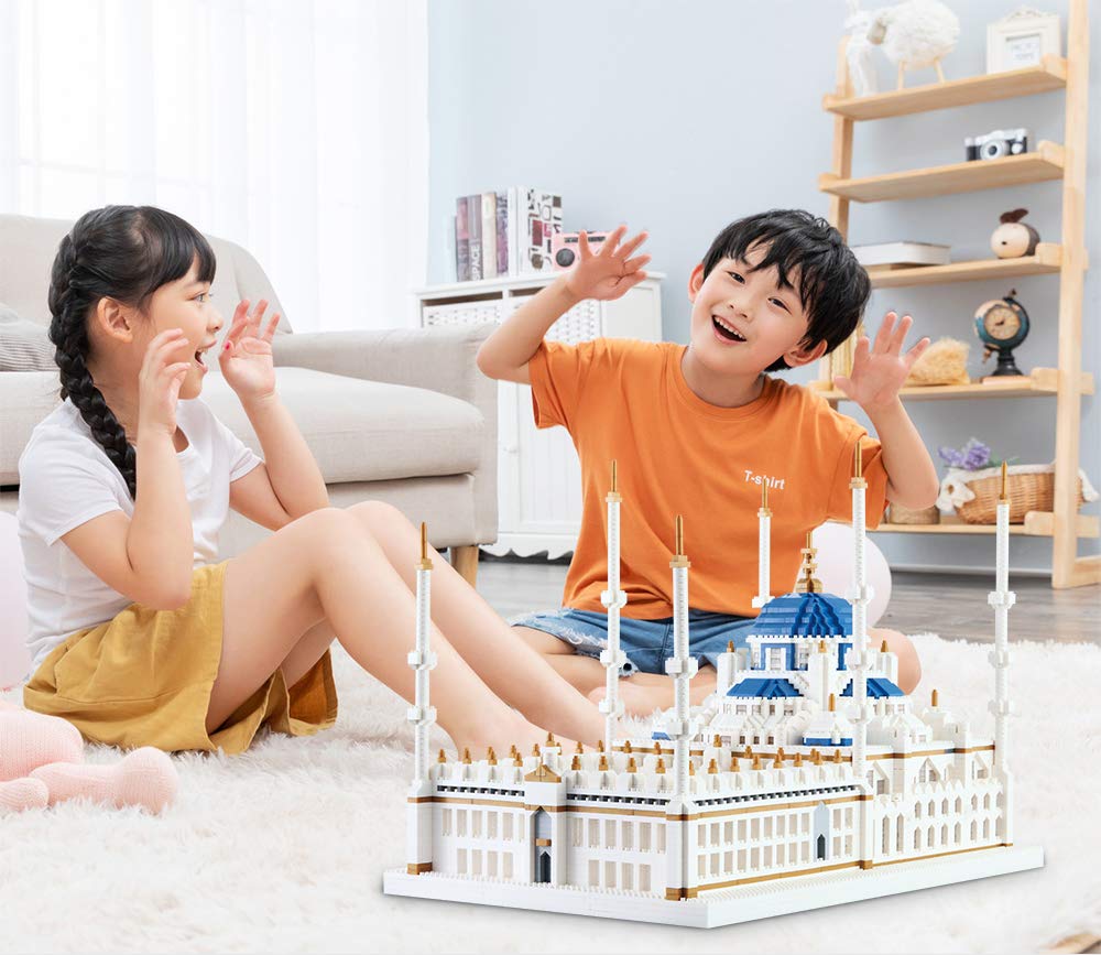 KLMEi Micro Building Blocks Set 6850 Pcs Blue Mosque Miniature World Landmark Architectural Construction Model for Adult and Children Age of 14+