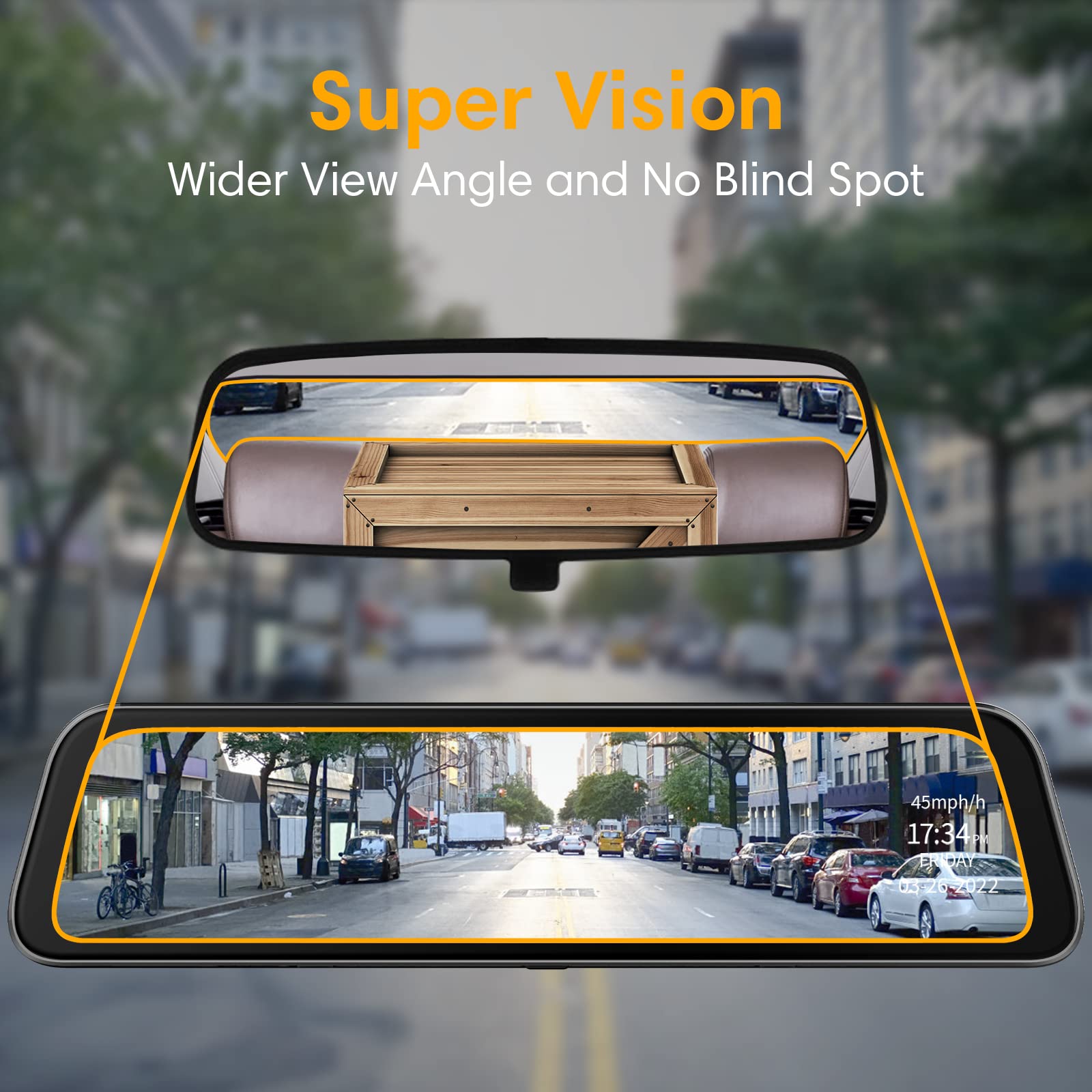 CARCHET 2.5K 12" Mirror Dash Cam - 1440P HD Rearview Mirror Camera, Smart Rear View Mirror, Front and Rear Camera, Night Vision, Sony Starvis Sensor, Touch Screen, Parking Assistance, GPS, G Sensor
