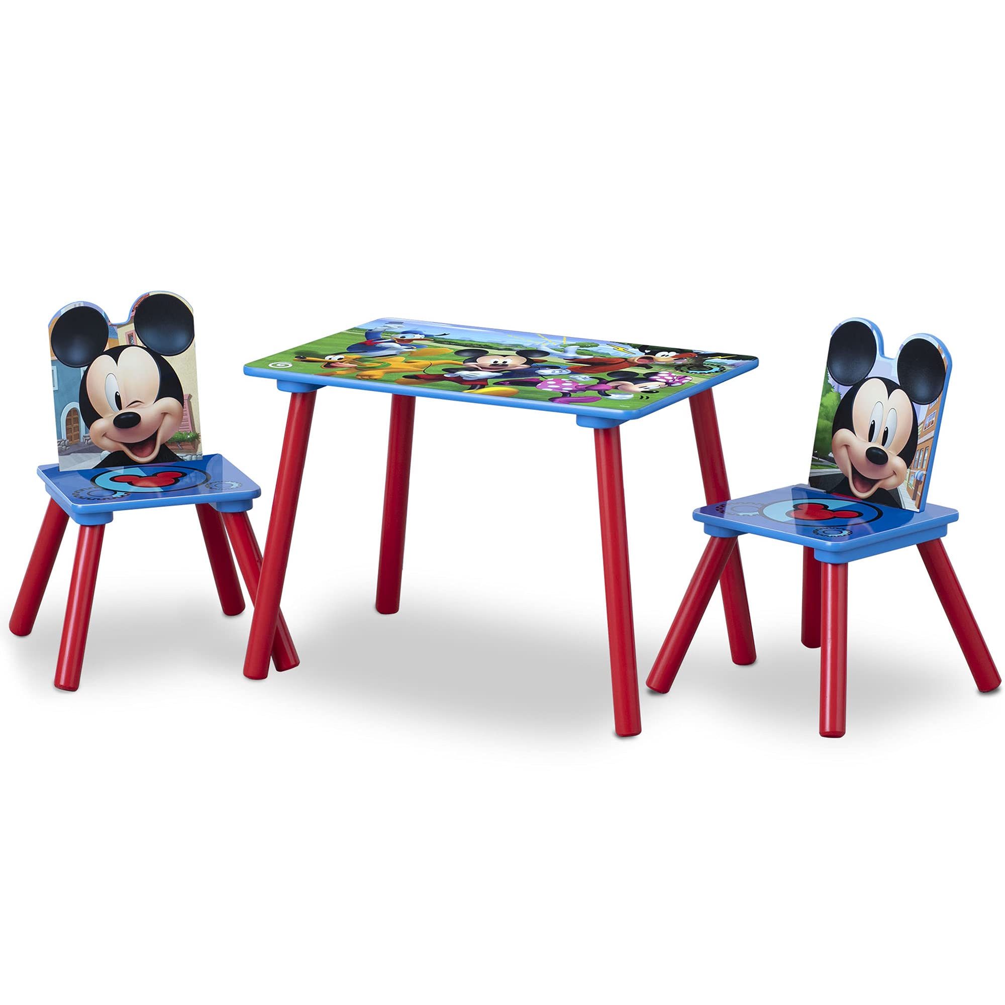 Mickey Mouse 4-Piece Playroom Solution β Set Includes Table and 2 Chairs and 6-Bin Toy Organizer