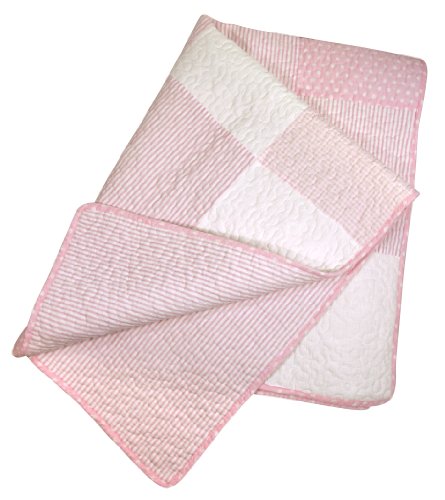 Stephan Baby Heirloom-Quality Pieced Crib Quilt, Pink and White Vintage Dot