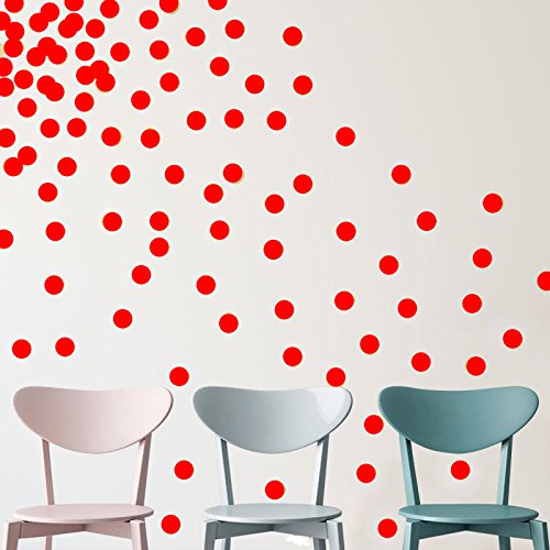 YINGKAI Set of 80pcs 2" Removable Red Vinyl Polka Dot Wall Decor Wall Decals Round Circle Dots Art Peel & Stick Wall Stickers for KidsGirls Room Nursery Room Bedroom Living Room Decoration
