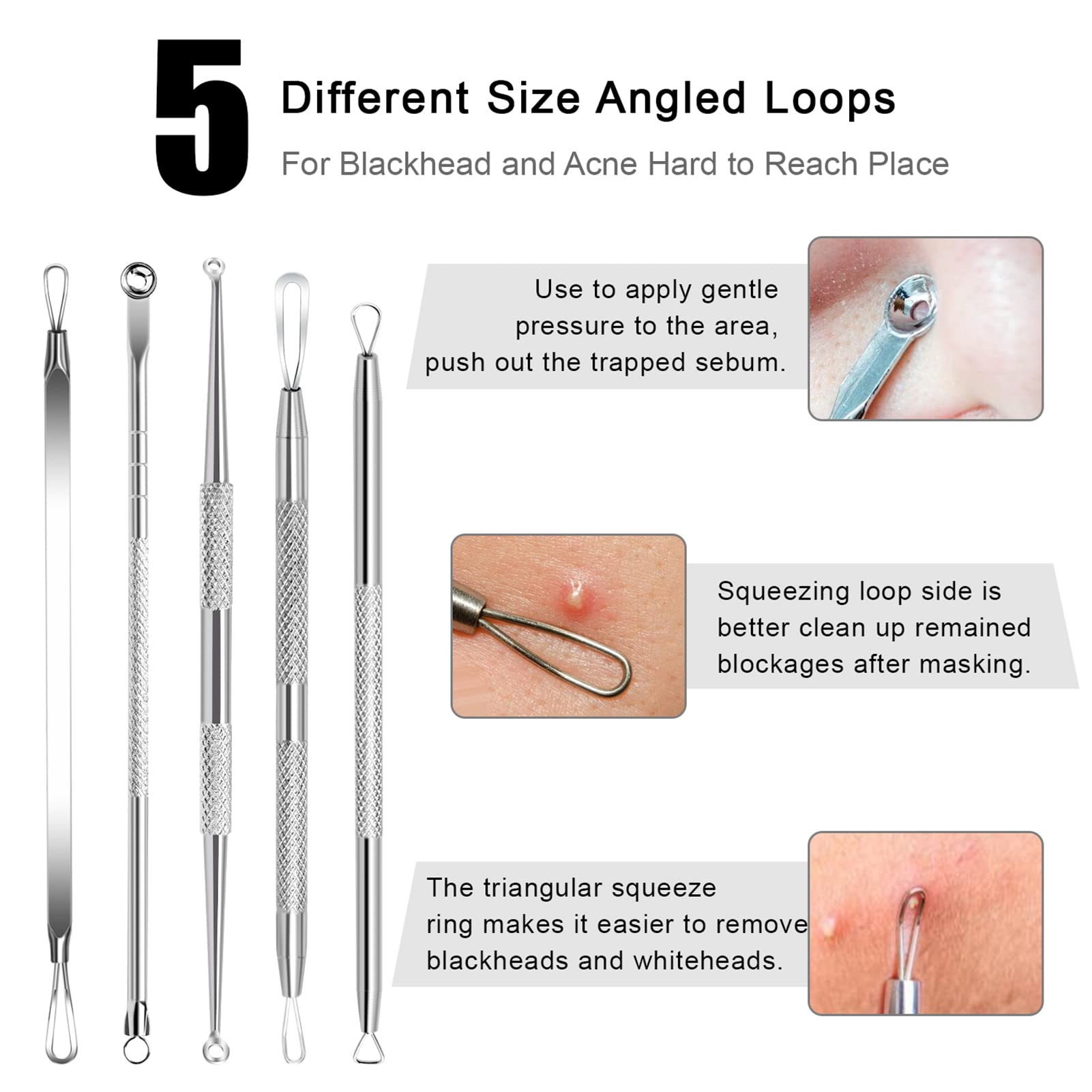 FIXBODY Blackhead & Splinter Remover Tools - Stainless Steel Professional Easily Cure Pimples Whiteheads Comedones Acne Zit Ingrown Hairs and Facial Impurities Bend Head Tweezer Surgical Kit (14 PCS)