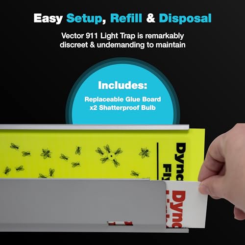 Catchmaster Pro Series Flying Insect Light Trap, Electric UV Light Fly Trap, Silent Adhesive Glue Board Mosquito Trap, Gnat Killer Indoor, UV Lamp Bug Catcher, Pet Safe Pest Control for Home & Garage