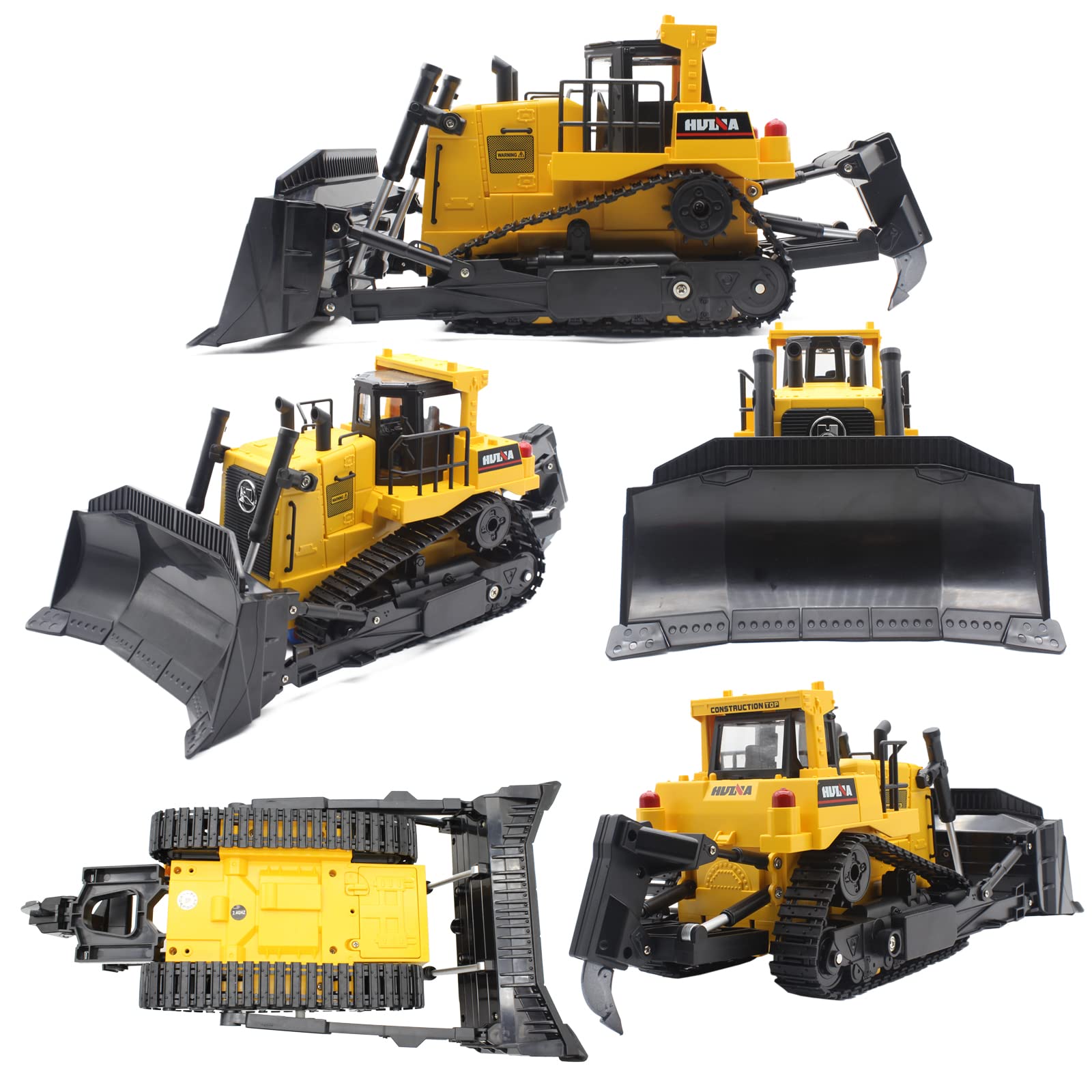 Mostop RC Bulldozer Toy 1/16 Scale 9 Channel RC Front Loader Tractor for Kids Adults, Full Functional 2.4Ghz Remote Control Bulldozer RC Construction Vehicles Truck Toys Gift with Light and Sound