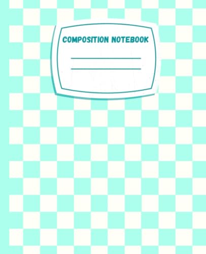 Composition Notebook Wide Ruled: Light Green Cool Checkered Aesthetic Composition Book for kids, Teens, College, Women, Office & Students