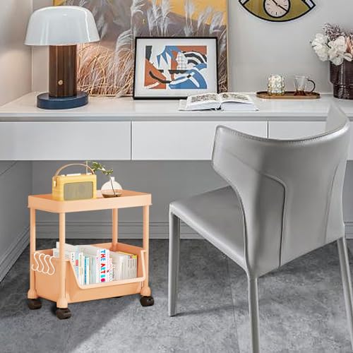 bemyl Mobile Bookshelf, Rolling Cart Book, Book Cart Organizer, Movable Storage Book Shelves, Book Rack Storage, Multi-Functional Mobile Book Cart Organizer
