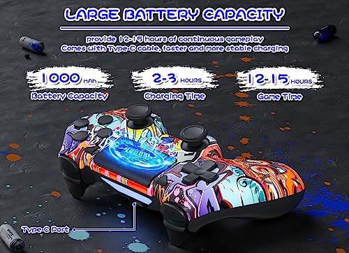 Gamrombo 【Upgraded 2 Pack Wireless Controller Replacement for PS4, Compatible with Playstation 4/Pro/Slim/PC Windows, Built-in 1000mAh Battery with Dual Vibration/6-Axis Motion Sensor/Audio Jack