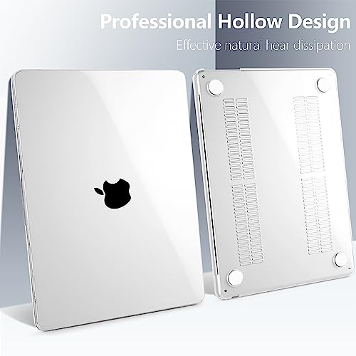 Batianda Compatible with New MacBook Air 15 inch Case 2024 M3 M2 Chip Model A3114/A2941, Hard Shell Case with Screen Protector TPU Keyboard Cover and OTG adapter, Crystal Clear