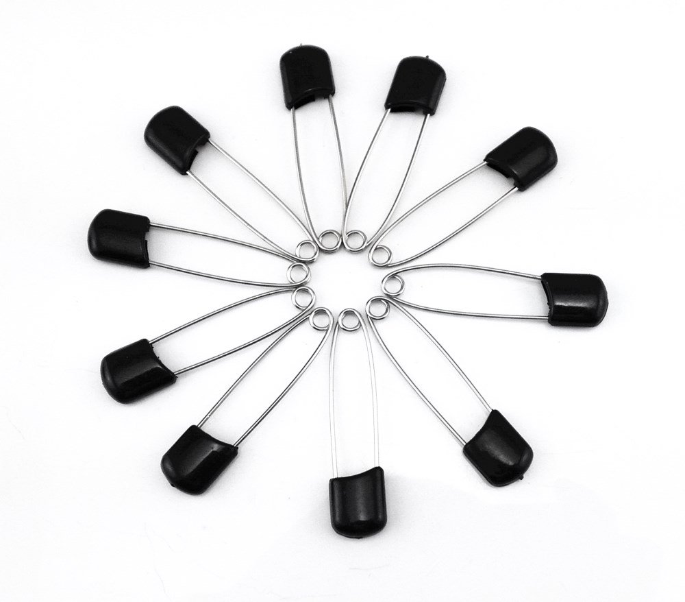 yueton 50pcs Black Plastic Head Baby Safety Pins Safety Locking Baby Cloth Diaper Nappy Pins