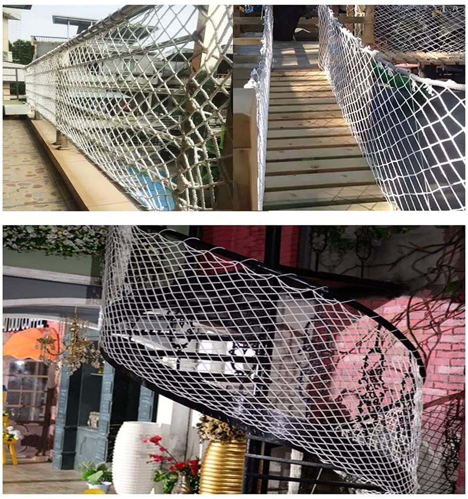 Braided Rope Net White Rope Net Baby Safety Rail Banister Stair Net Indoor Staircase Balcony Protection Anti-Fall Net 8mm*10cm Protective Net Stair Safety Net (Size:2 * 3m(6.6 * 9.