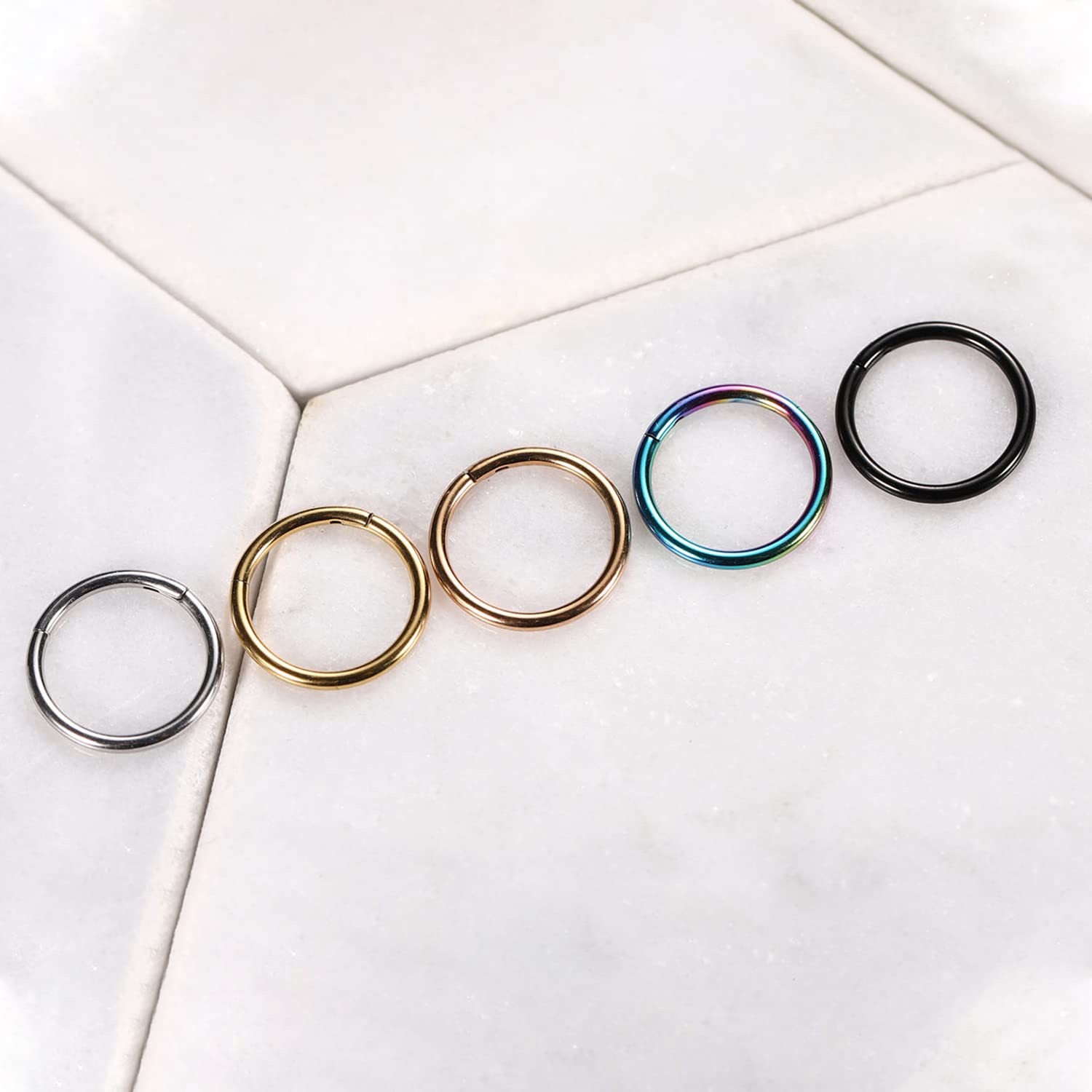 AROWRO 20G 8mm Surgical Steel Nose Hoop Ring Helix Daith Rook Conch Tragus Cartilage Earring Hinged Segment Ring Hoop Piercing Jewelry Septum Clicker