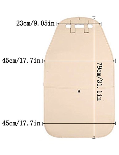 ZZ Lighting Car Kick Mats Seat Back Protectors Kick and Stain Protection for Children Or Adult with Pocket Universal Size(2 Pack,Beige)